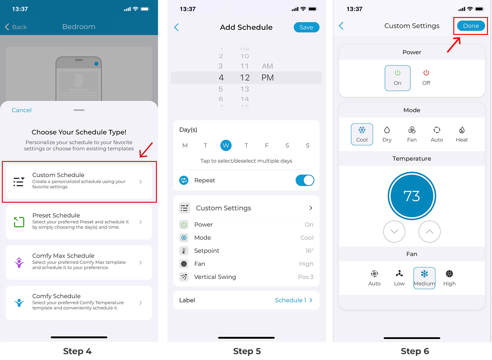 How can I set schedules using Cielo Home app connected to Cielo Breez ...