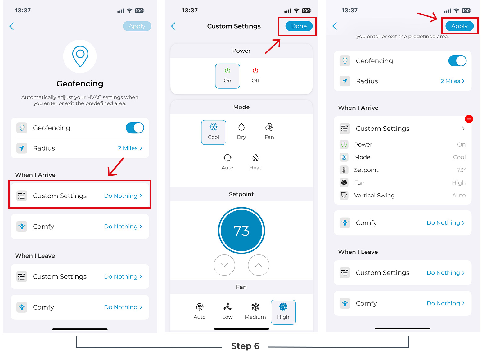 How can I set location based controls (geofencing) using Cielo Home App connected to Cielo Breez ...