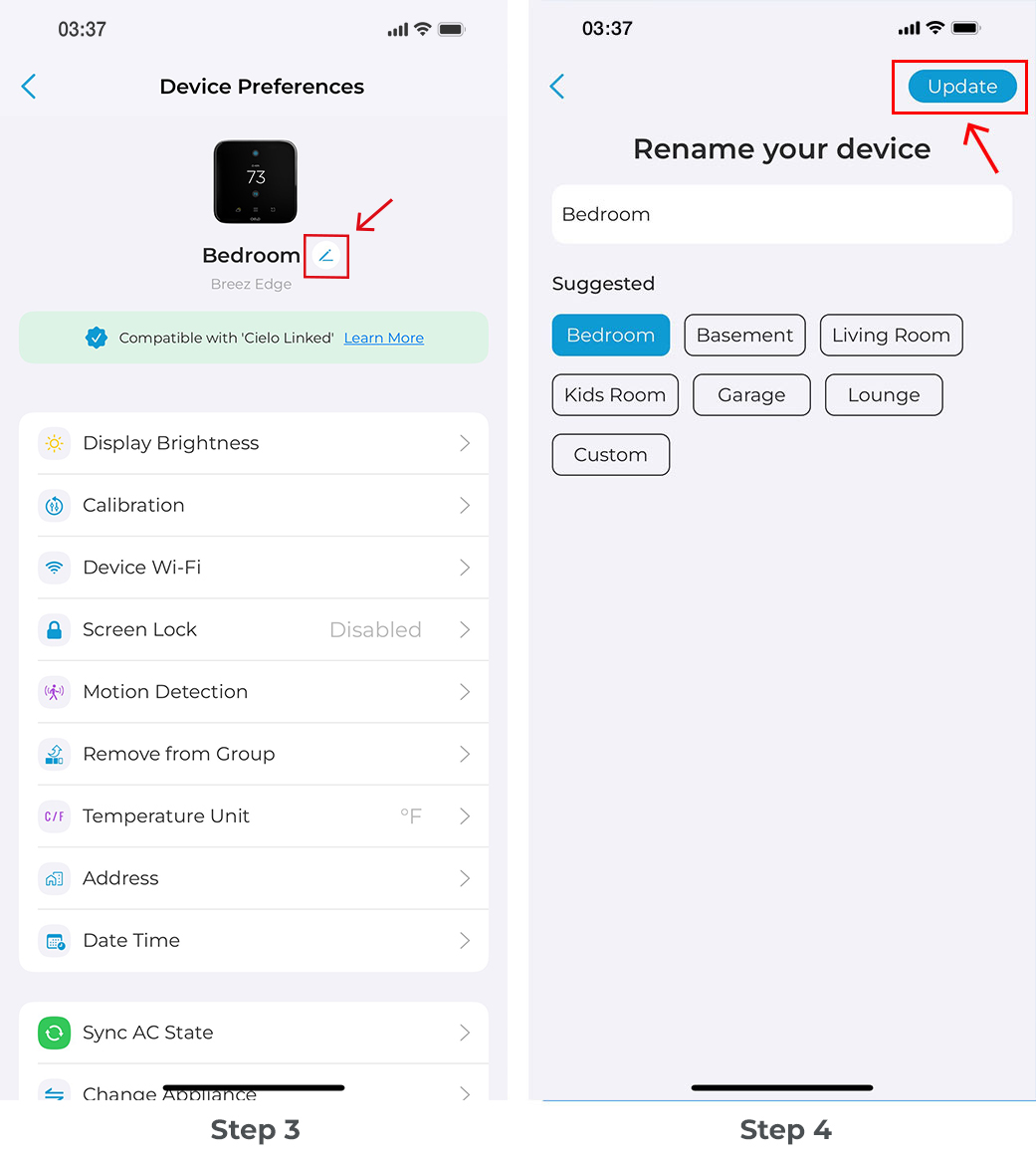 How can I rename my Cielo Breez Edge in Cielo Home App? – Cielo Customer Support