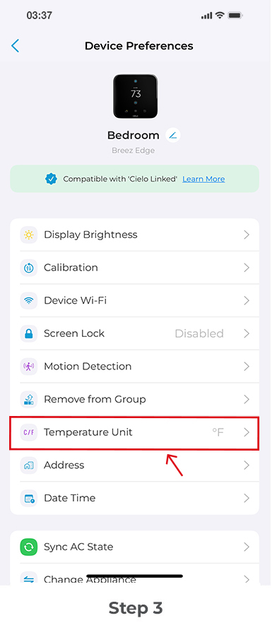 How to change the temperature setting between Fahrenheit(F°) and Celsius(C°) on Breez Edge using ...